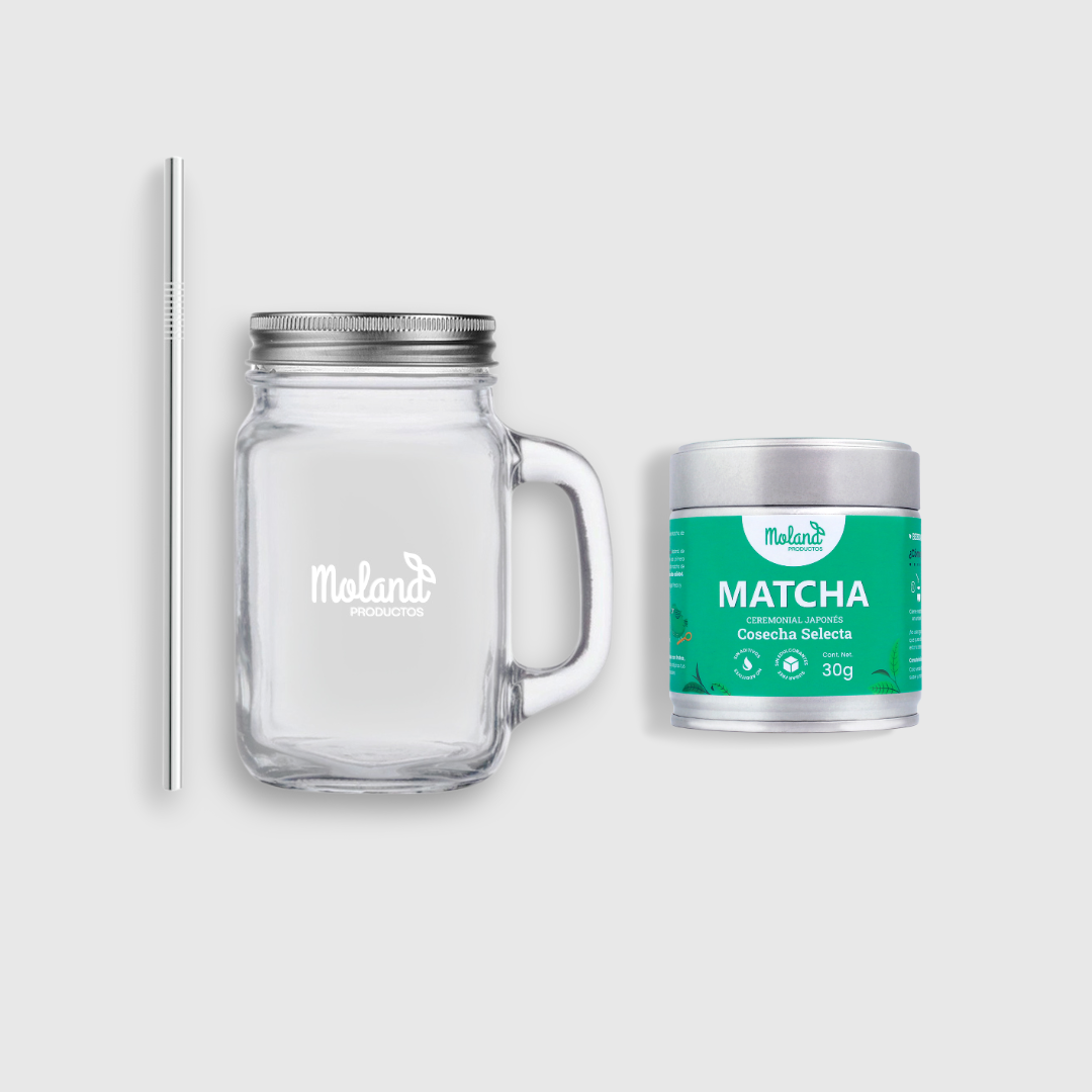 Kit Matcha & Mason Jar | Con Cañita De Acero