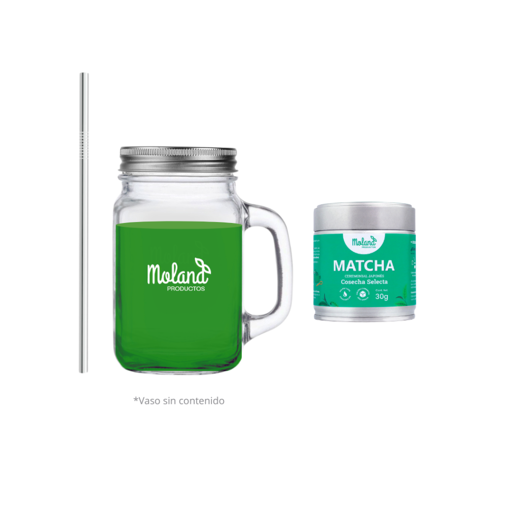 Kit Matcha & Mason Jar | Con Cañita de Acero – Moland